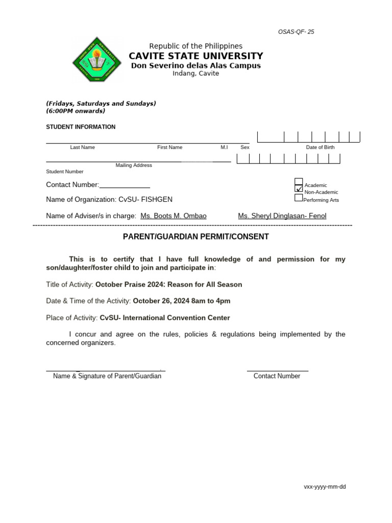 Parents Permit | PDF