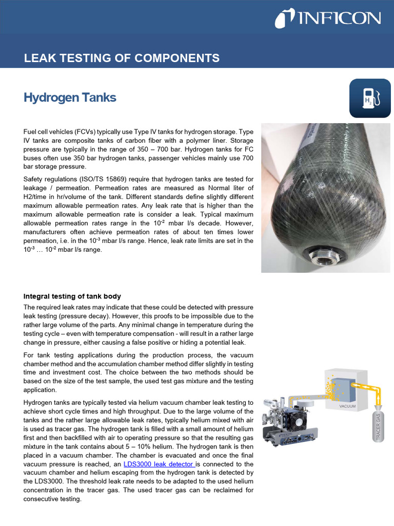 Leak testing of hydrogen tanks | PDF | Leak | Helium