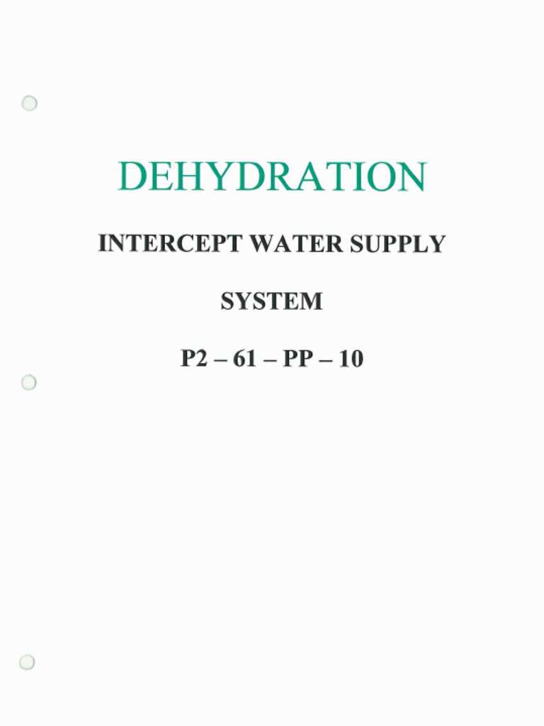 Dehydration, Intercept Water Supply, System P2-61-PP-10 | PDF