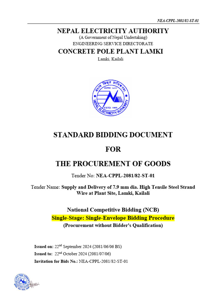HT Wire Final Bid Document St-01 | PDF | Prices | Procurement