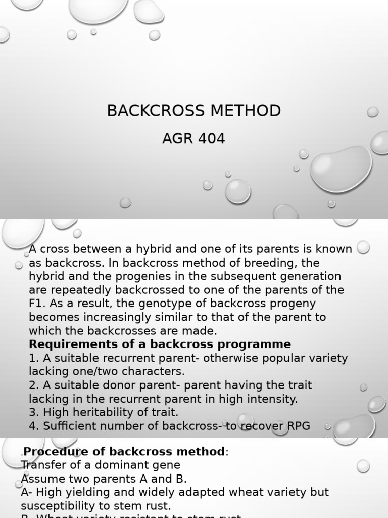 Backcross Method | PDF | Evolutionary Biology | Plants