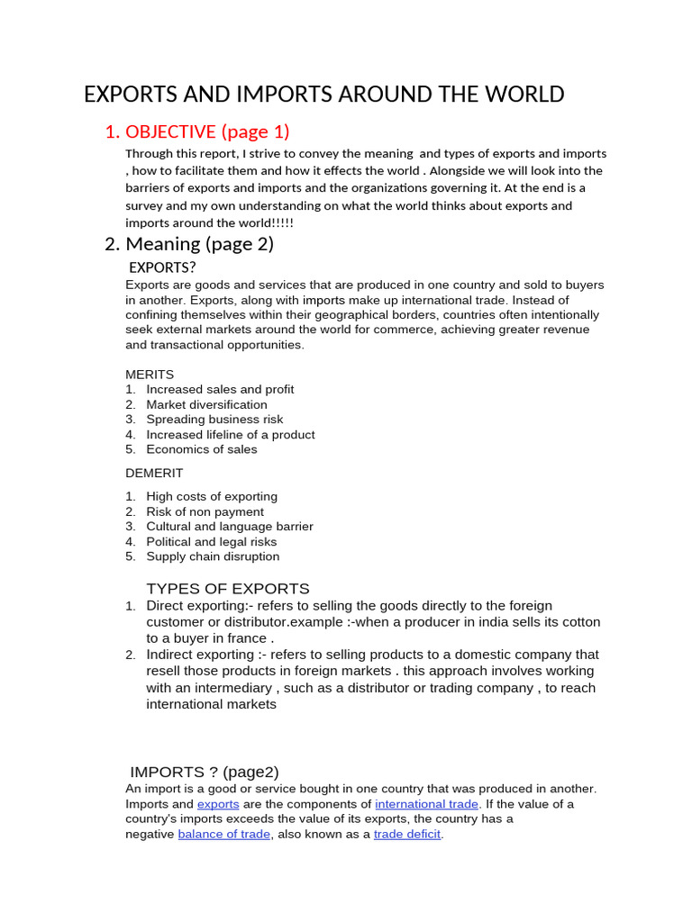 Global Trade: Exports and Imports Overview | PDF | Balance Of Trade ...