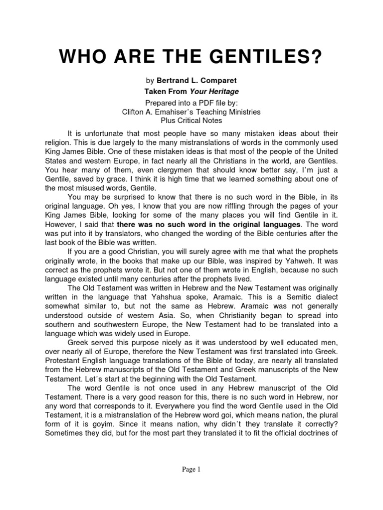 Who Are The Gentiles | PDF | Gentile | New Testament