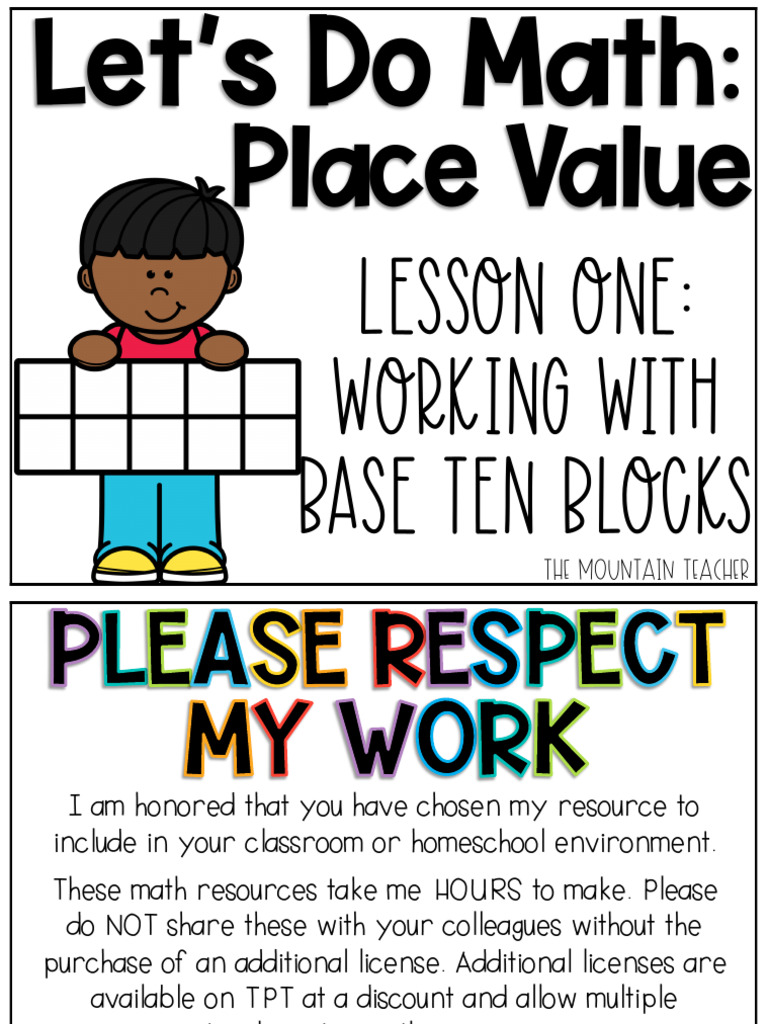Place Value: Lesson One: Working With Base Ten Blocks | PDF