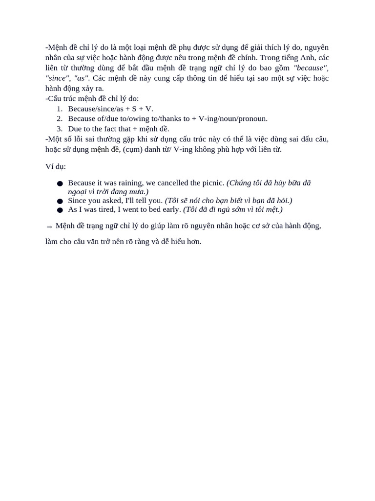 Because - Becasue of (L9) | PDF