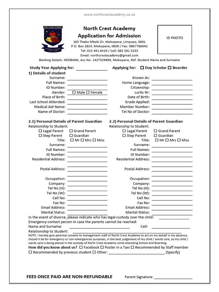 North Crest Application Form 1 1 | PDF | Indemnity | Dormitory