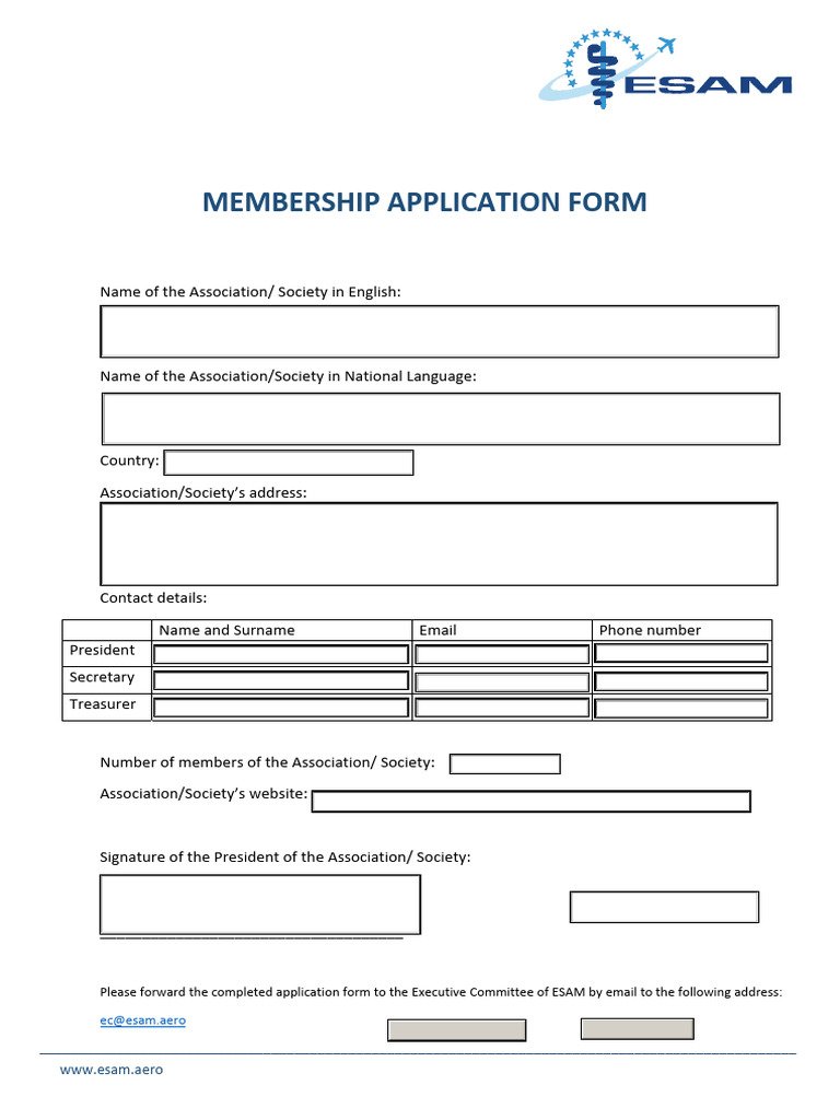 ESAM Membership Application | PDF | Career & Growth