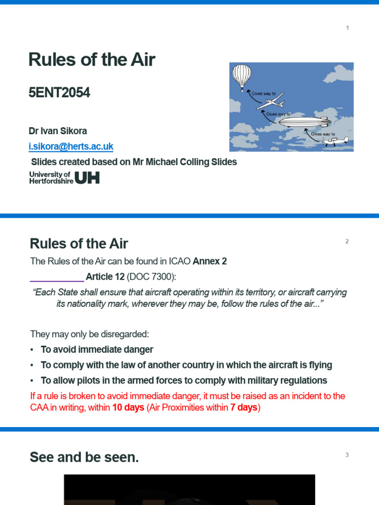 5ENT2054 - LECTURE - (Slides) 2. Rules of The Air - NOTES - $ - 14FEB24 ...