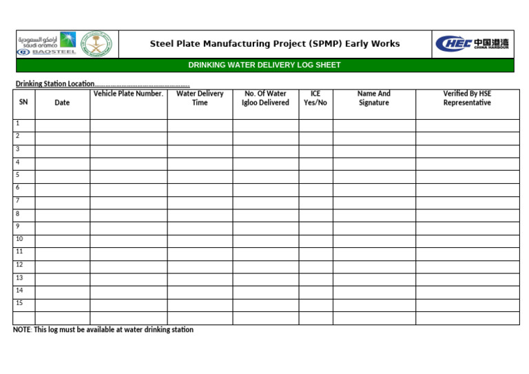Drinking water log | PDF