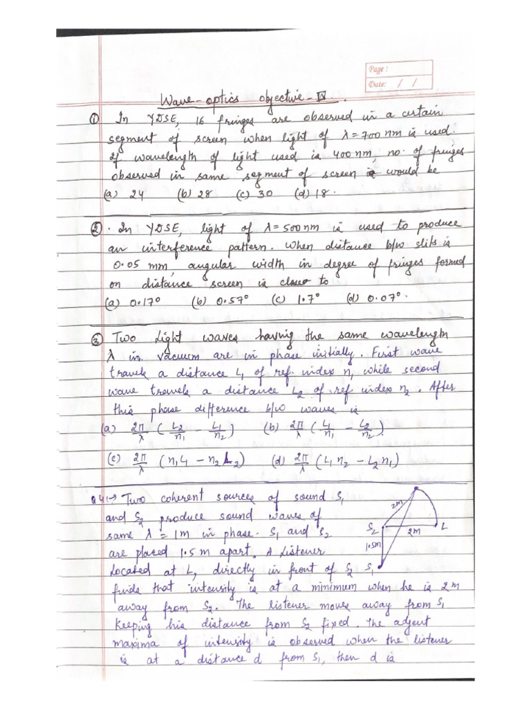 Wave Optics 2 assignment | PDF