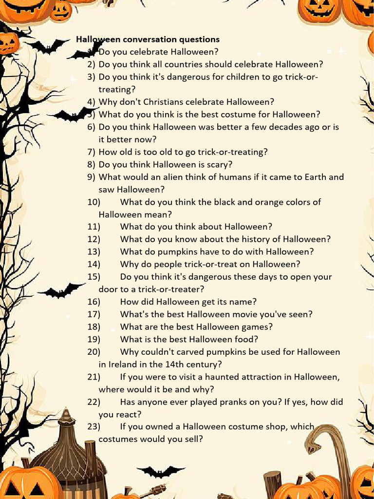Halloween - Conversation Questions | PDF | Halloween | Trick Or Treating
