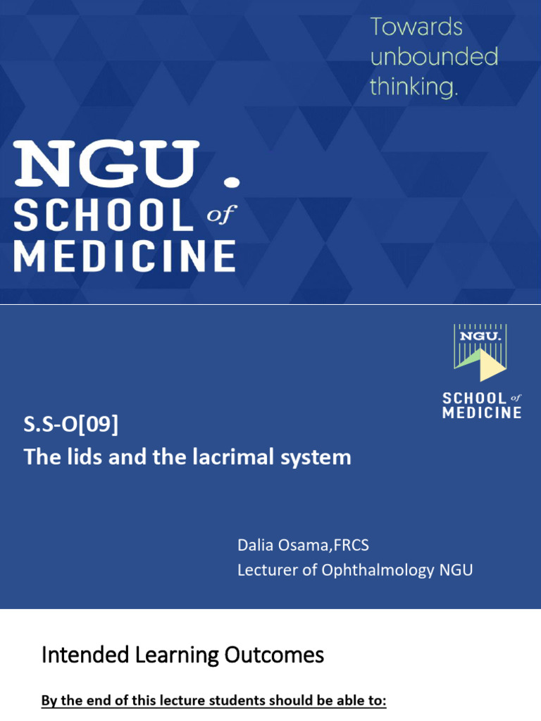 The Eyelids and Lacrimal system lecture | PDF | Human Eye | Ophthalmology
