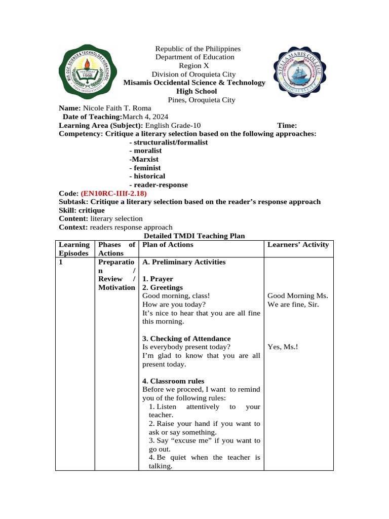 Grade 10 Dlp Pdf Teachers
