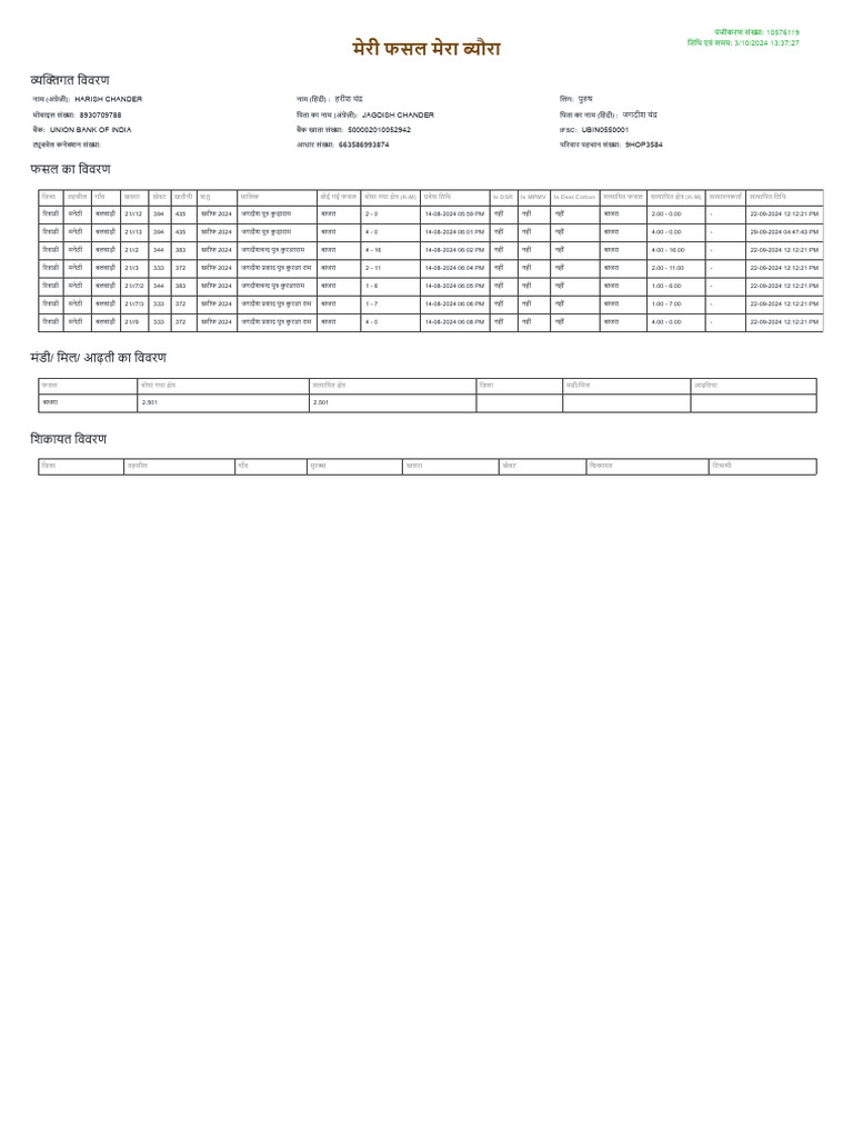 Harish Chander 8930709788 Jagdish Chander Union Bank of India ...