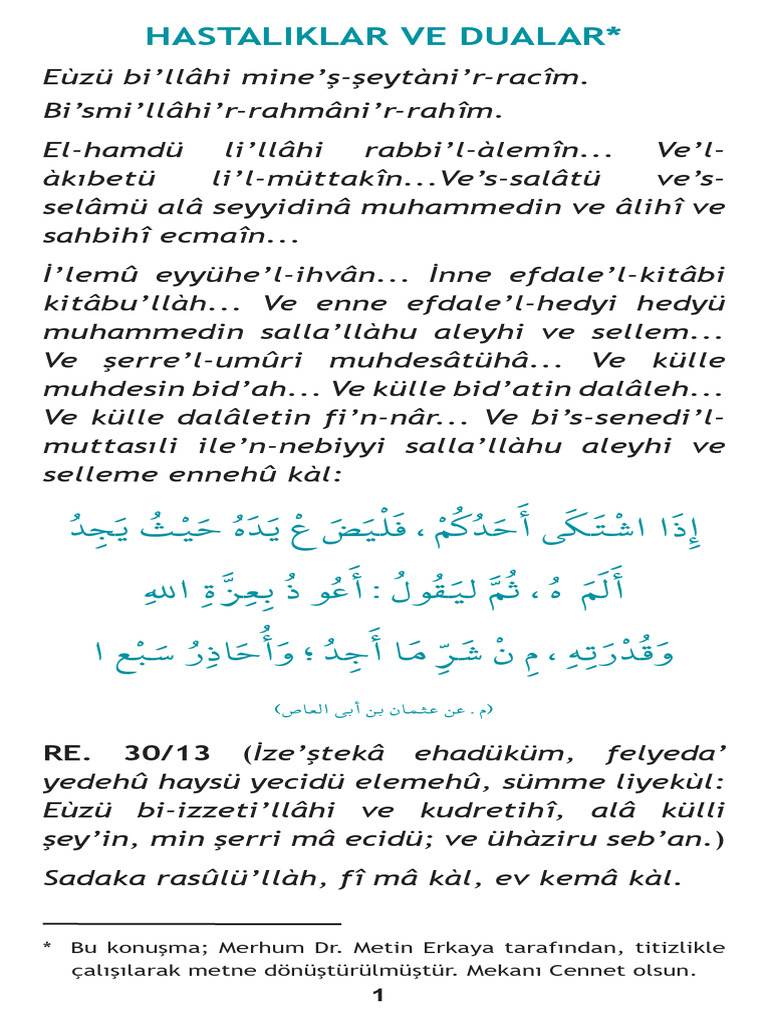Hastaliklar Ve Dualar | PDF