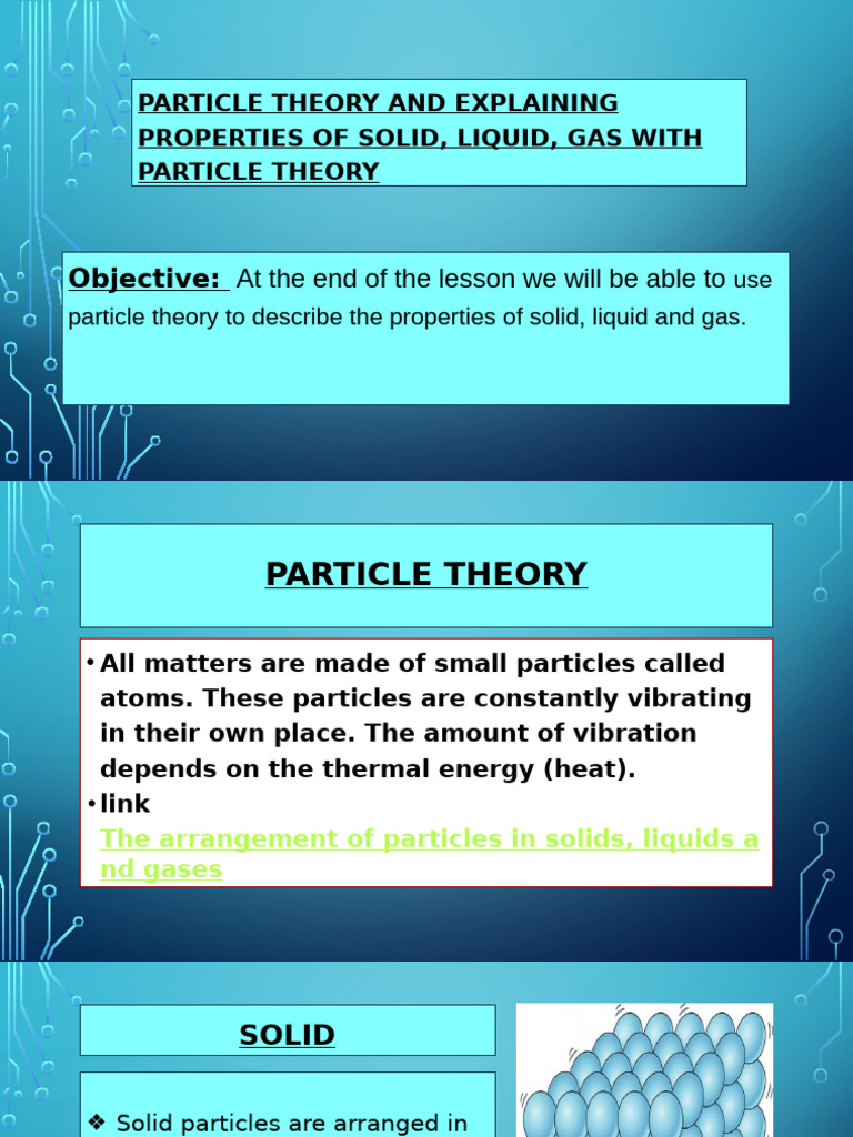 Particle Theory: States of Matter Explained | PDF | Liquids | Gases