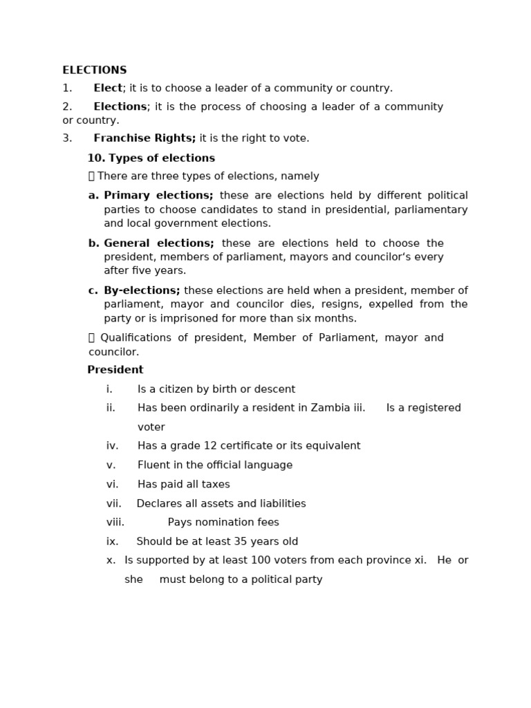 Elections g9 Notes | PDF | Voting | Elections