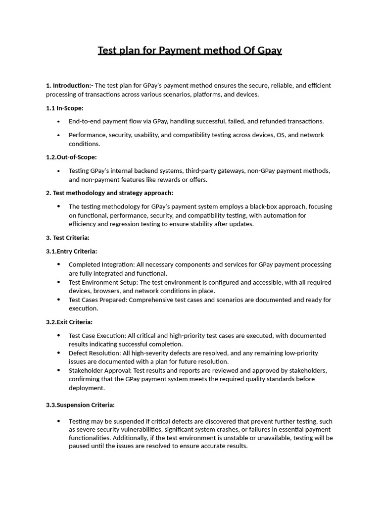 Test Plan Pdf Software Testing Computing