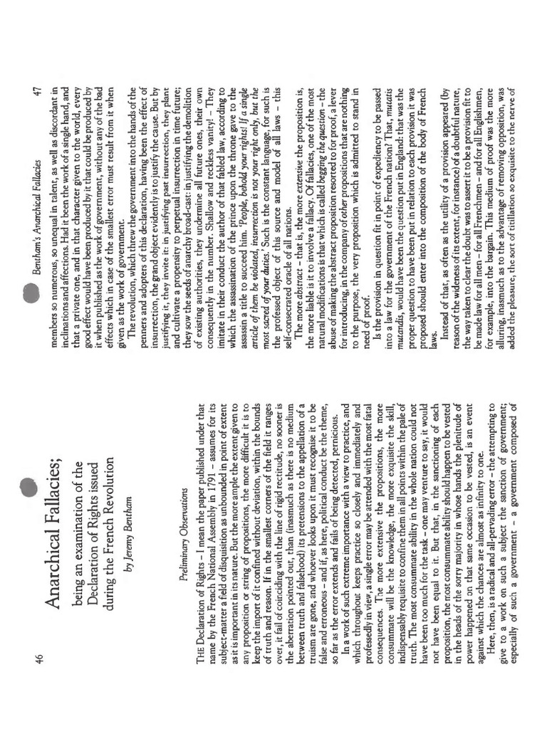 Bentham - Anarchical Fallacies | PDF