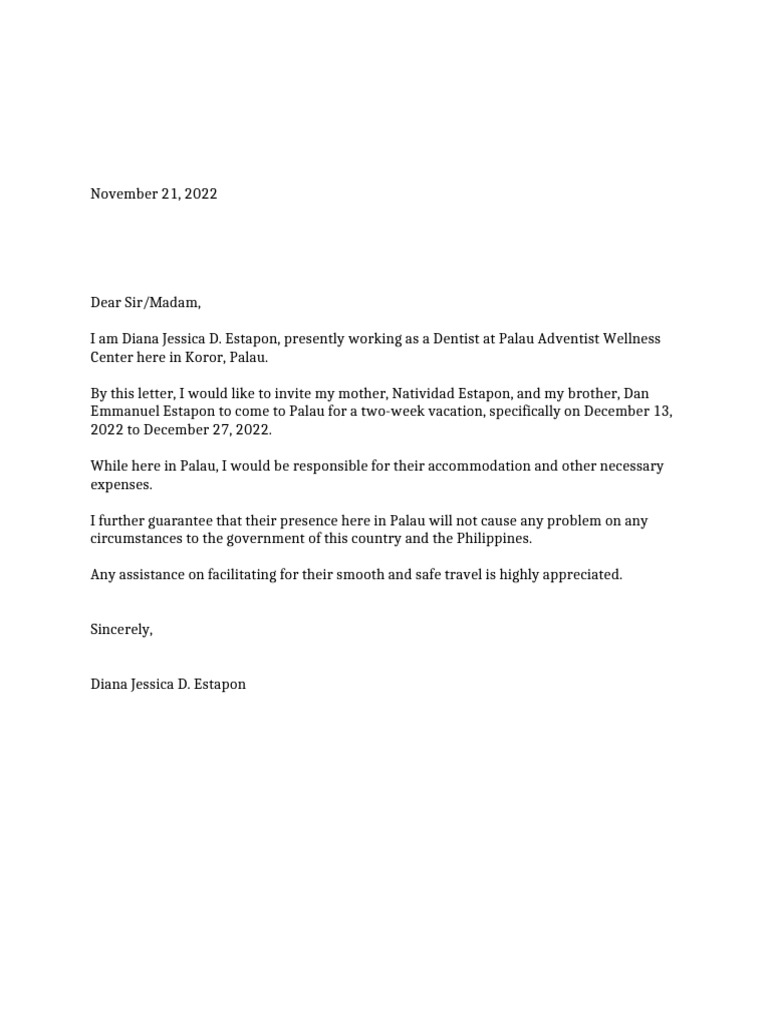 Invitation Letter Immigration | PDF