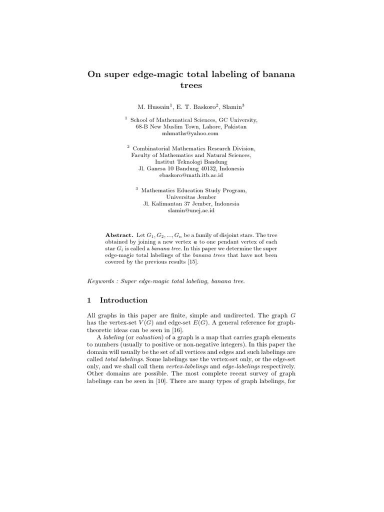 Banana Tree UtilMath (Final) | PDF | Graph Theory | Discrete Mathematics
