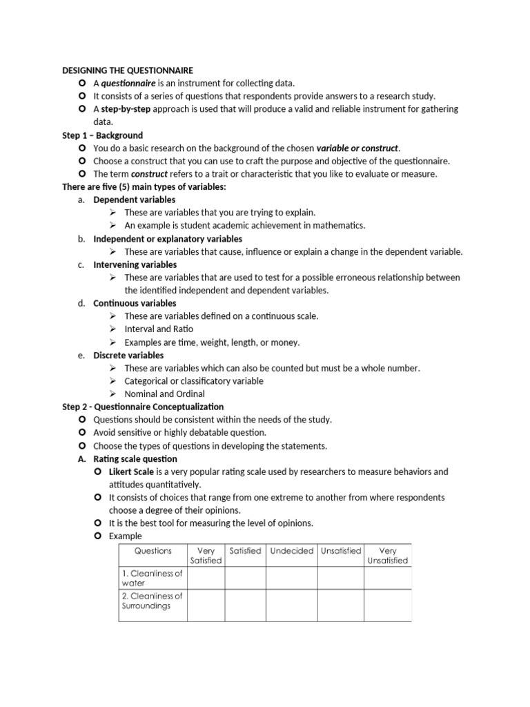 DESIGNING-THE-QUESTIONNAIRE | PDF | Level Of Measurement | Questionnaire