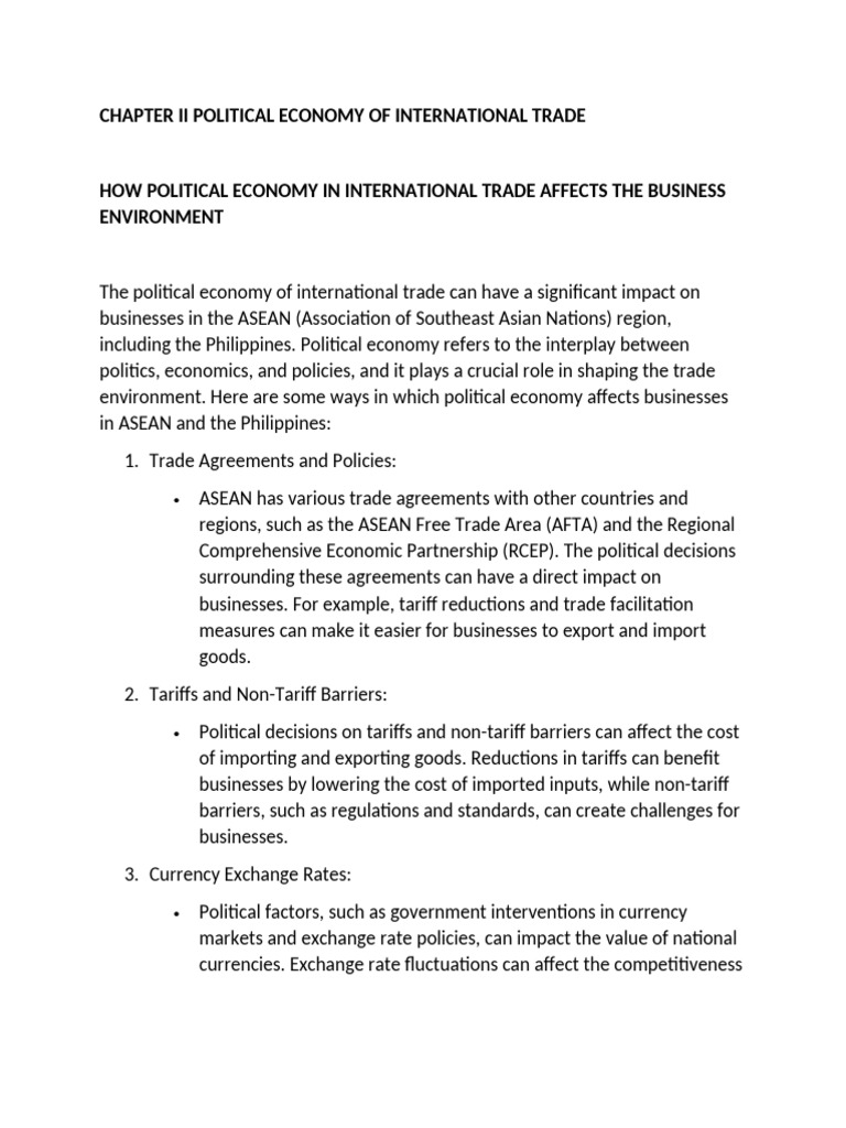 Chapter II Political Economy of International Trade | PDF | Exports ...