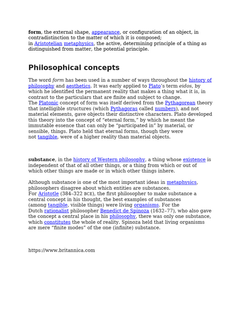 Form vs. Substance | PDF | Substance Theory | Plato