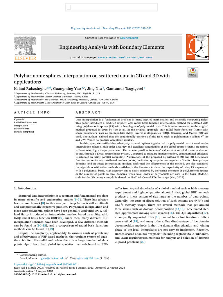 Engineering Analysis With Boundary Elements: Kalani Rubasinghe, Guangming Yao, Jing Niu ...
