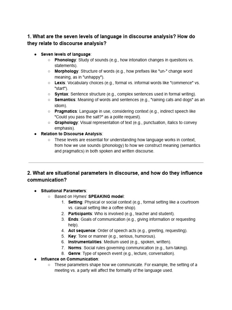 Discourse Analysis | PDF | Discourse | Linguistics Discourse Analysis | PDF | Discourse | Linguistics