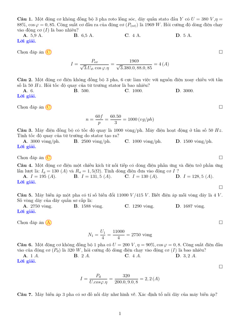 BT Máy điện 1 - EPU | PDF
