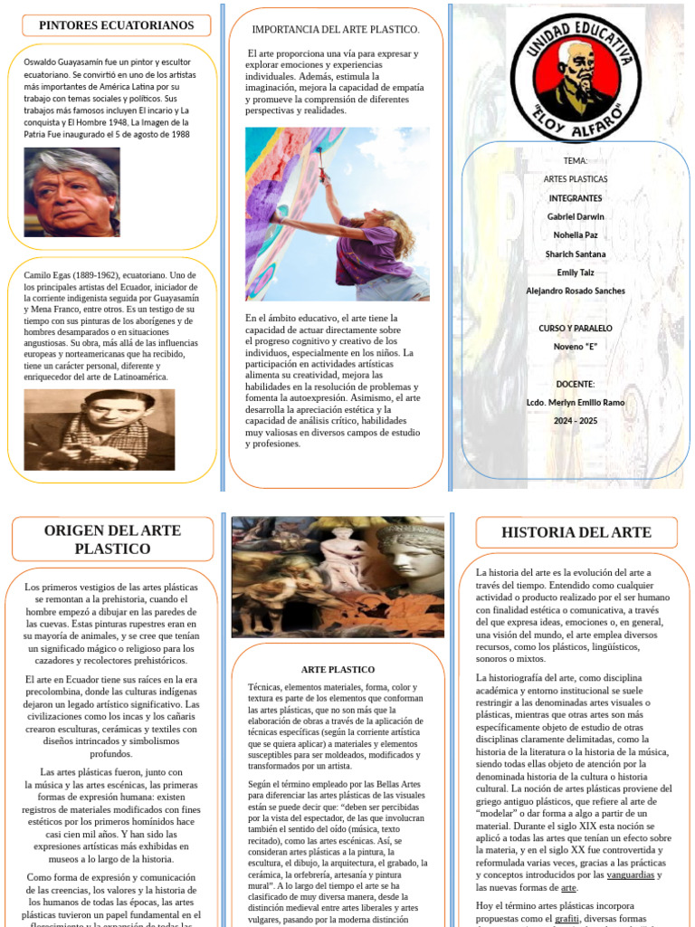 Triptico Artes Plastico | PDF | Artes plásticas | Educación en artes ...