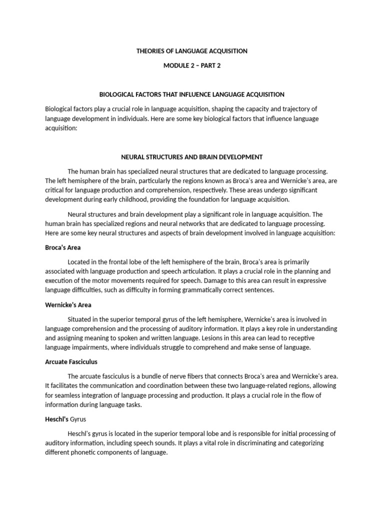 TLA Module 2 Part 1 | PDF | Language Acquisition | Lateralization Of Brain Function