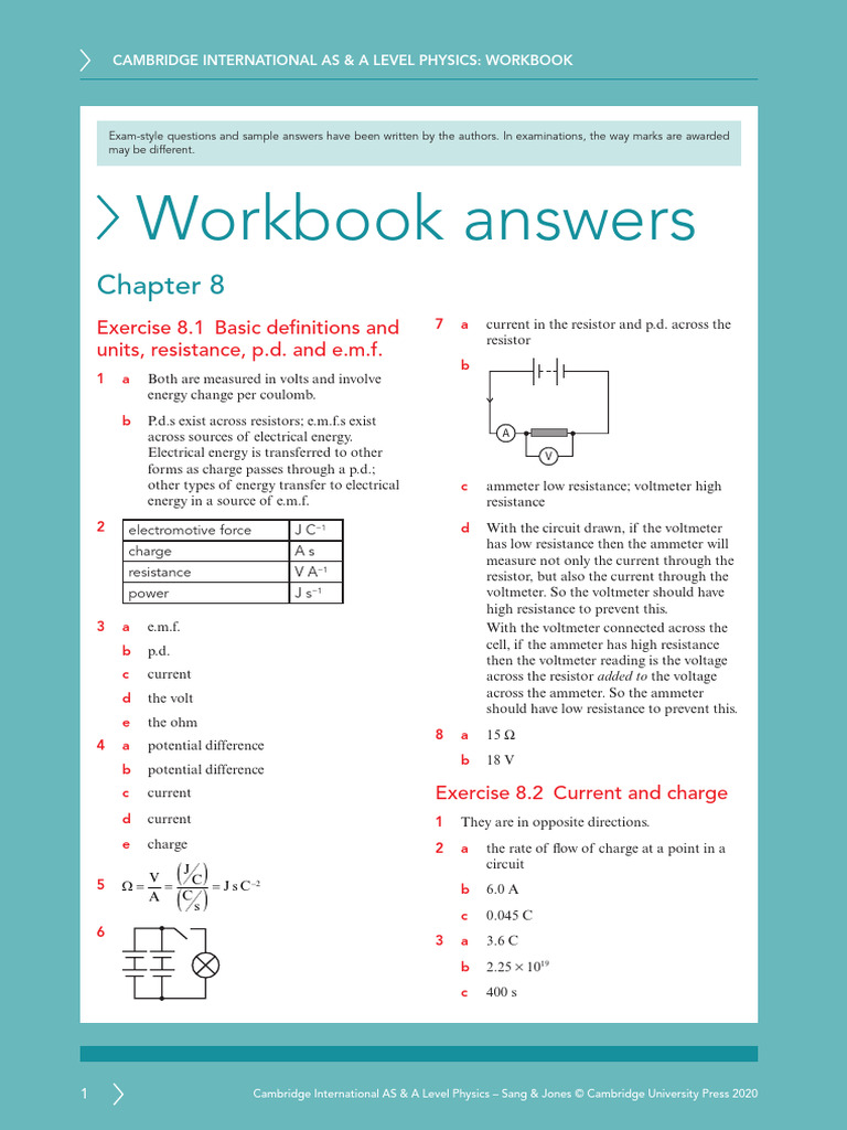 Exercise Answers 8 Asal Physics Wb | PDF | Voltage | Electricity
