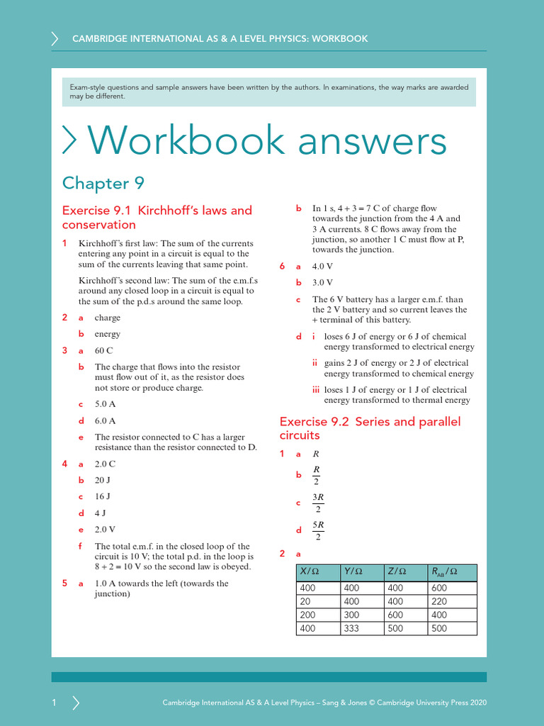 Exercise Answers 9 Asal Physics WB | PDF | Physical Quantities ...