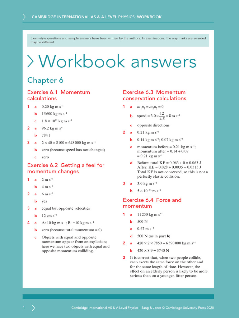 Exercise Answers 6 Asal Physics WB | PDF | Force | Momentum