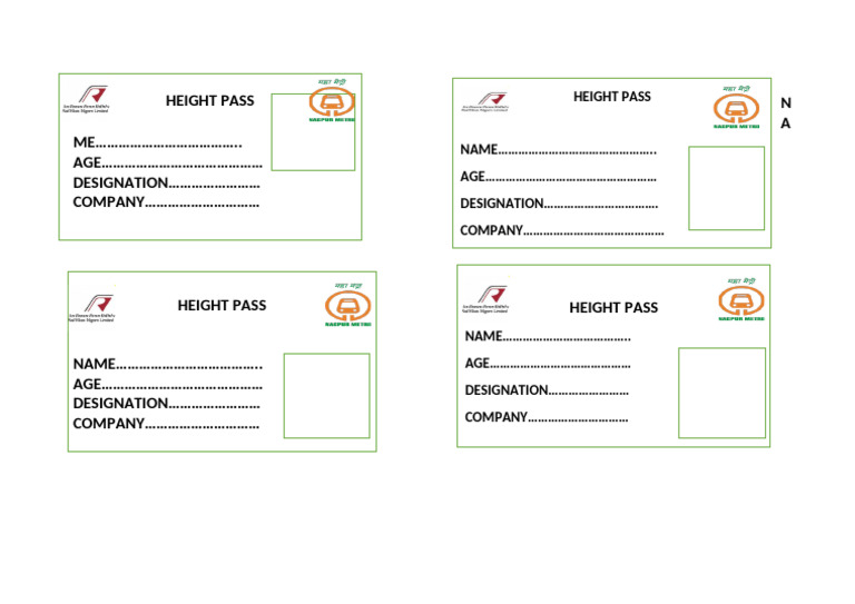 Height Pass Form Template | PDF