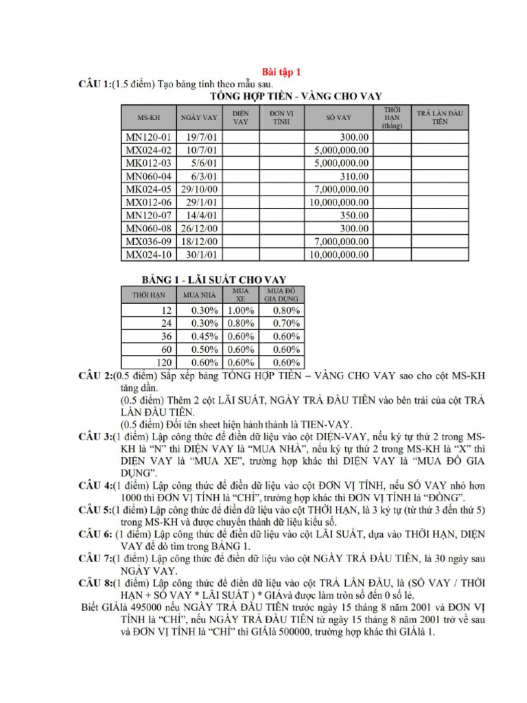 BTVN Buoi 4 Excel | PDF
