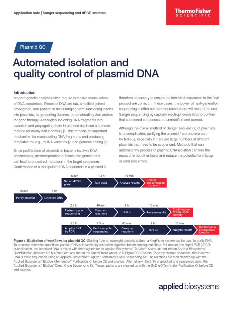 Automated Isolation and QC of Plasmid DNA 1723817509 | PDF | Dna ...