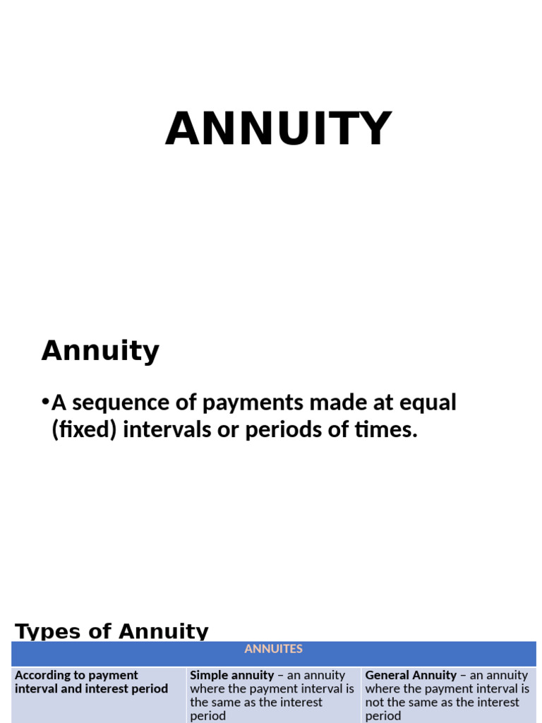 Simple Annuity PPT Statistics | PDF | Financial Services | Mathematical ...