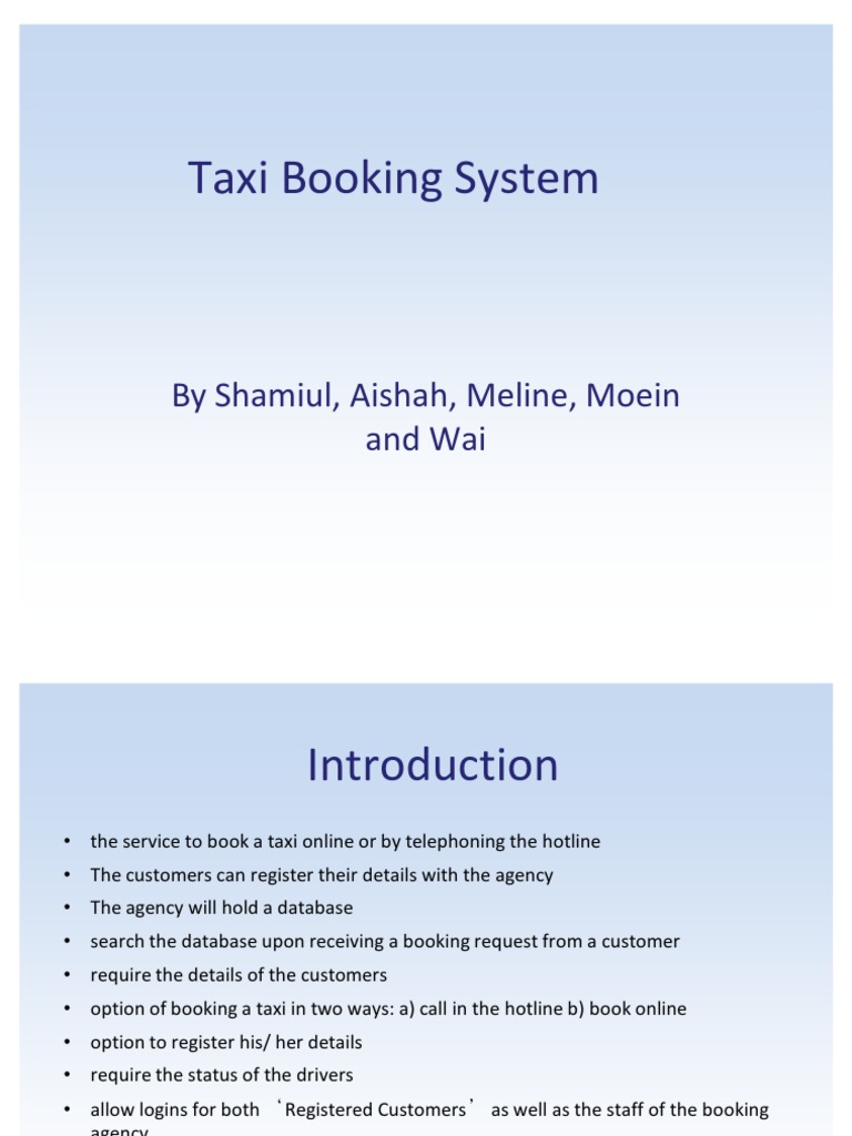 Taxi Booking System | PDF
