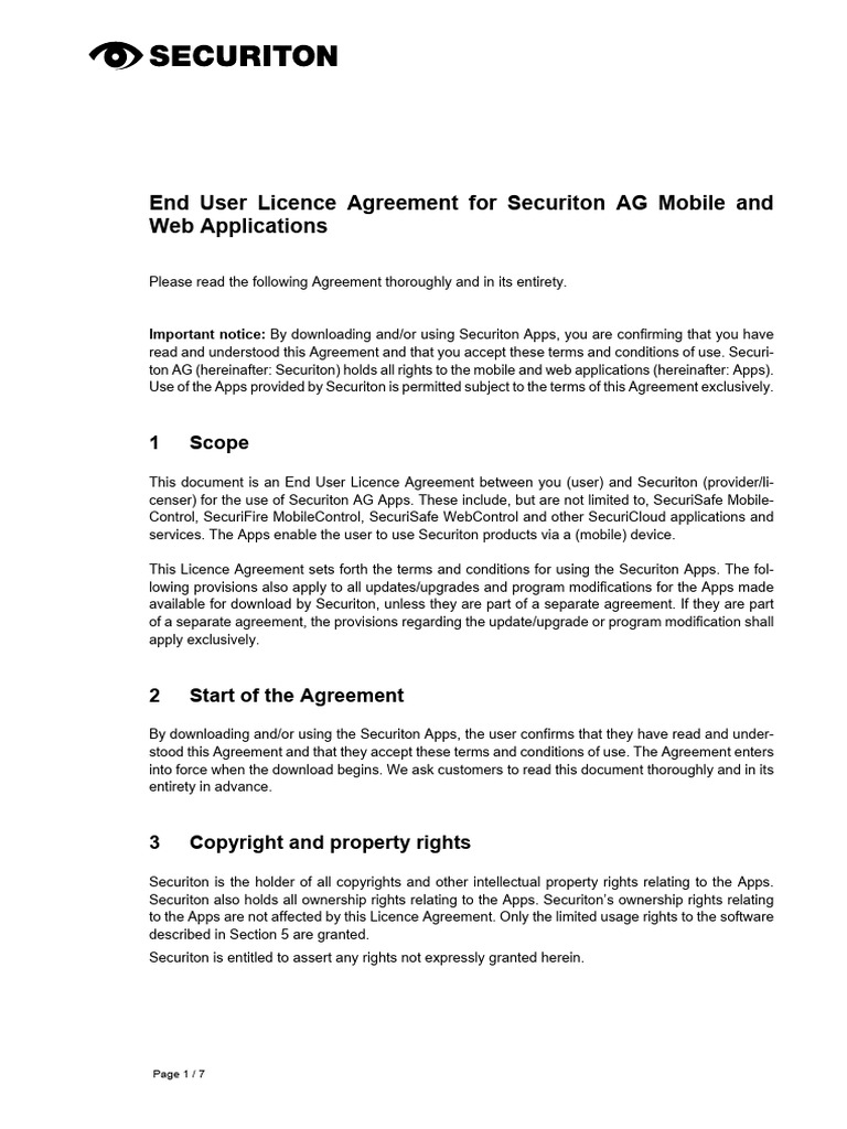Instruction End User Licence Agreement Mobile Web Applications | PDF ...