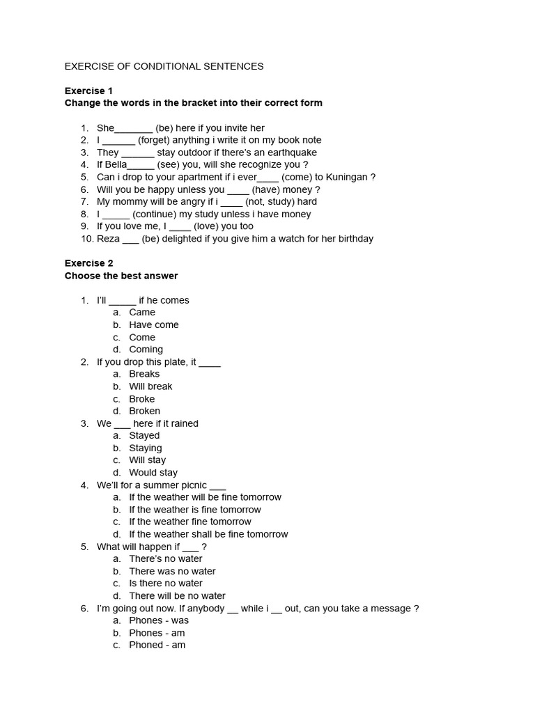 Feli's Exercise (Conditional Sentences) | PDF