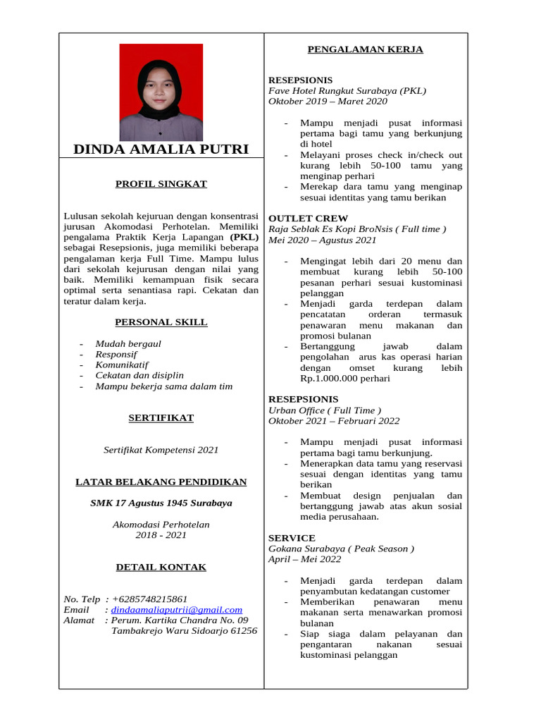 Lamaran CV DINDA AMALIA PUTRI | PDF