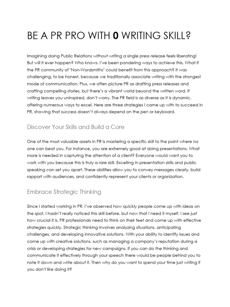 PR- Writing Skills | PDF | Social Psychology | Communication