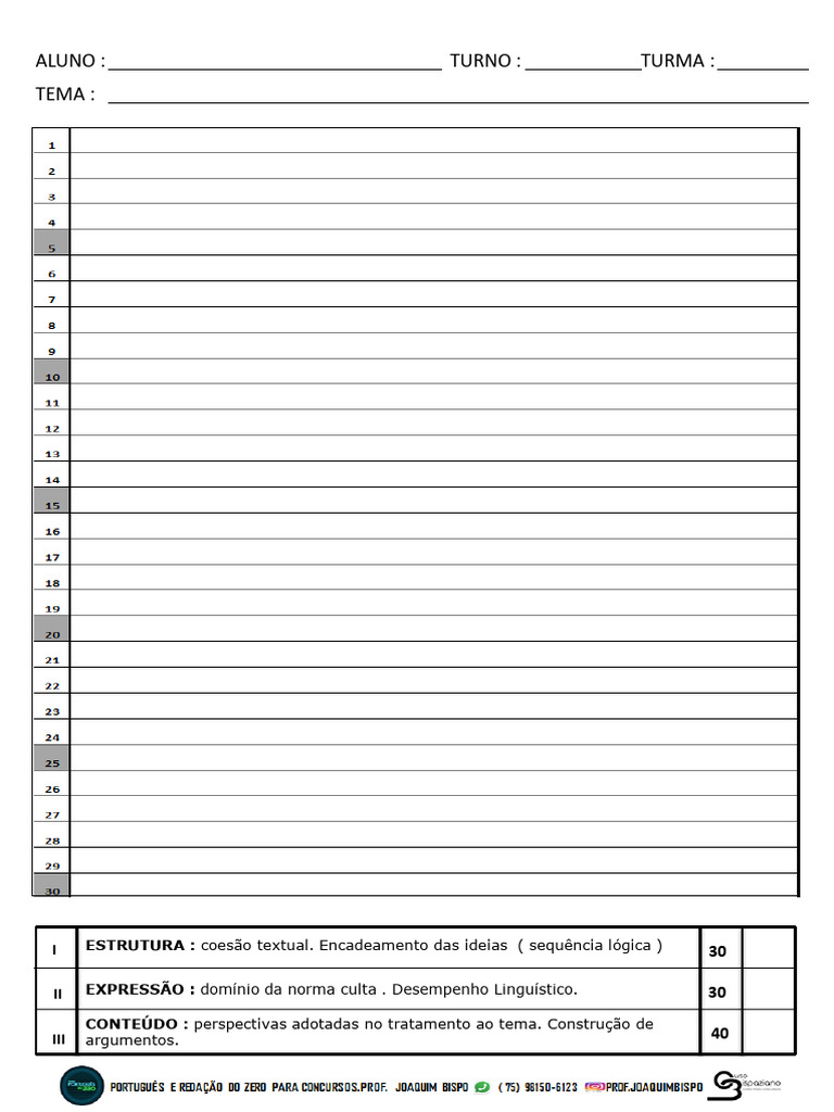 Folha de Redação Em Branco | PDF