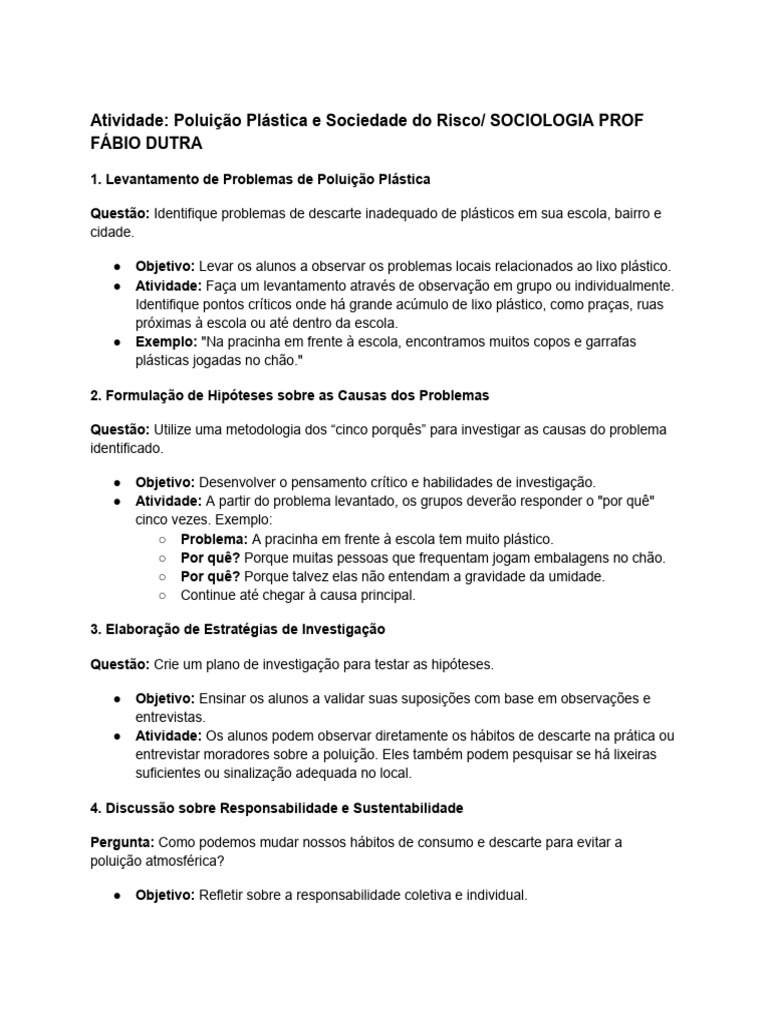 Poluição Plástica na Sala de Aula | PDF | Plástico | Desperdício