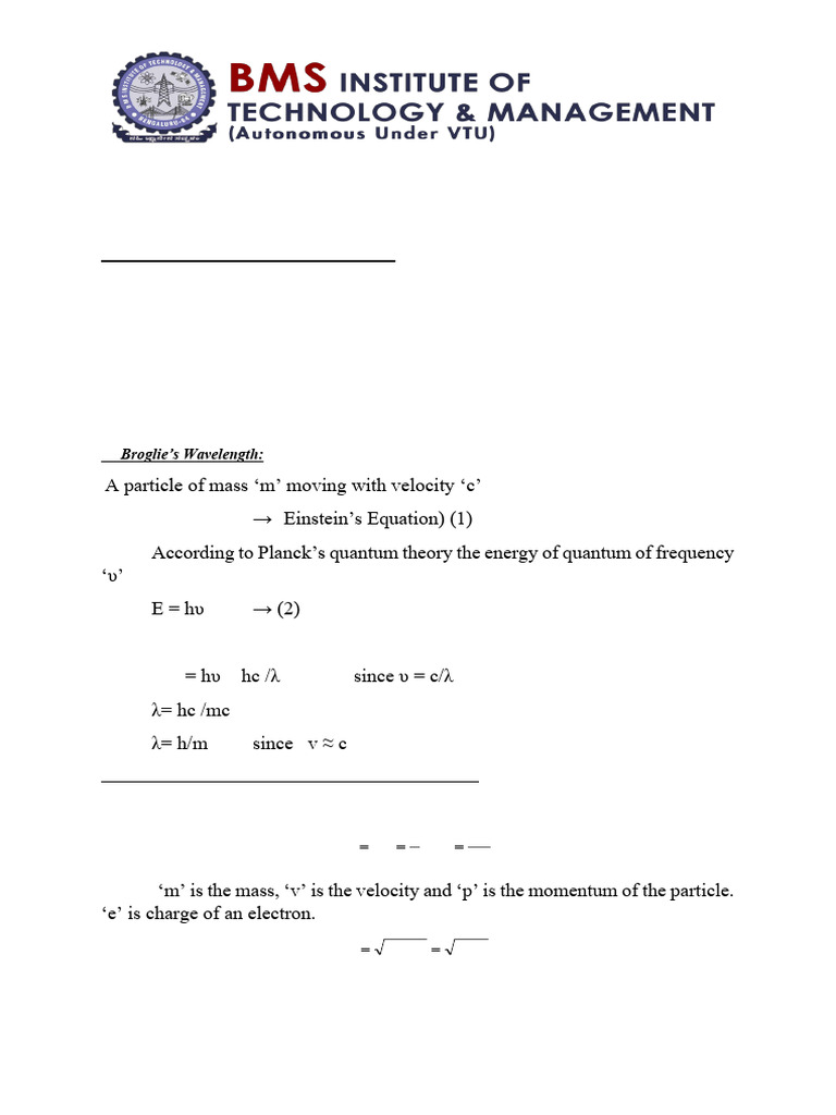 Module-2 - Quantum mechanics-Auto-CSE Stream | PDF | Wave Function | Electron