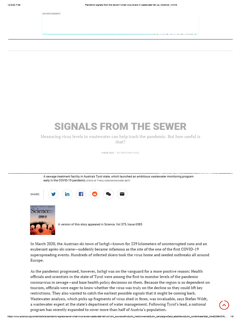Pandemic Signals From The Sewer-What Virus Levels in Wastewater Tell Us - Science - AAAS | PDF ...