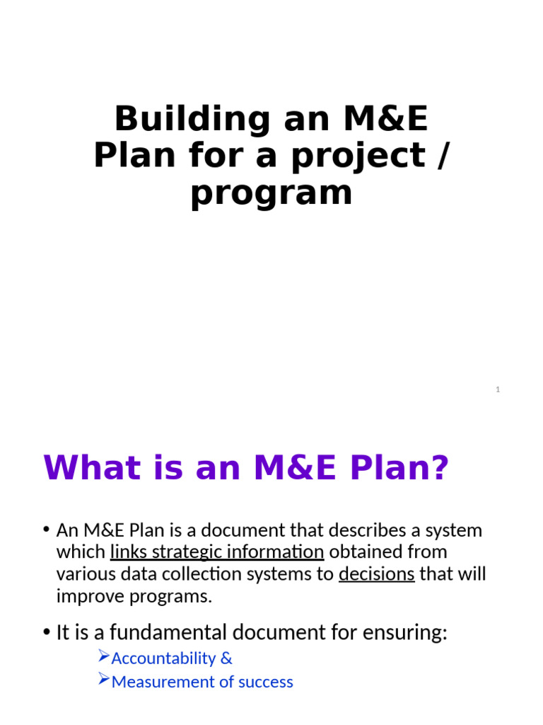 Topic 7 - Building A Project-Program M&E Plan-1 | PDF | Evaluation ...